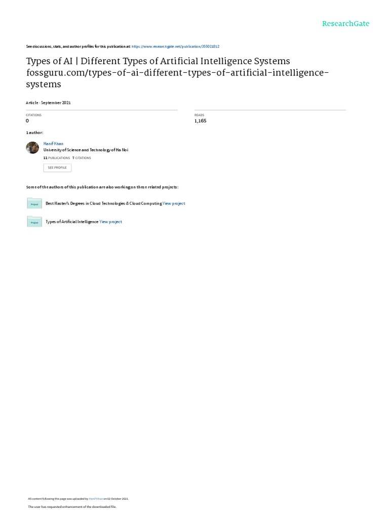 Different Types of Artificial Intelligence Systems | PDF | Artificial ...
