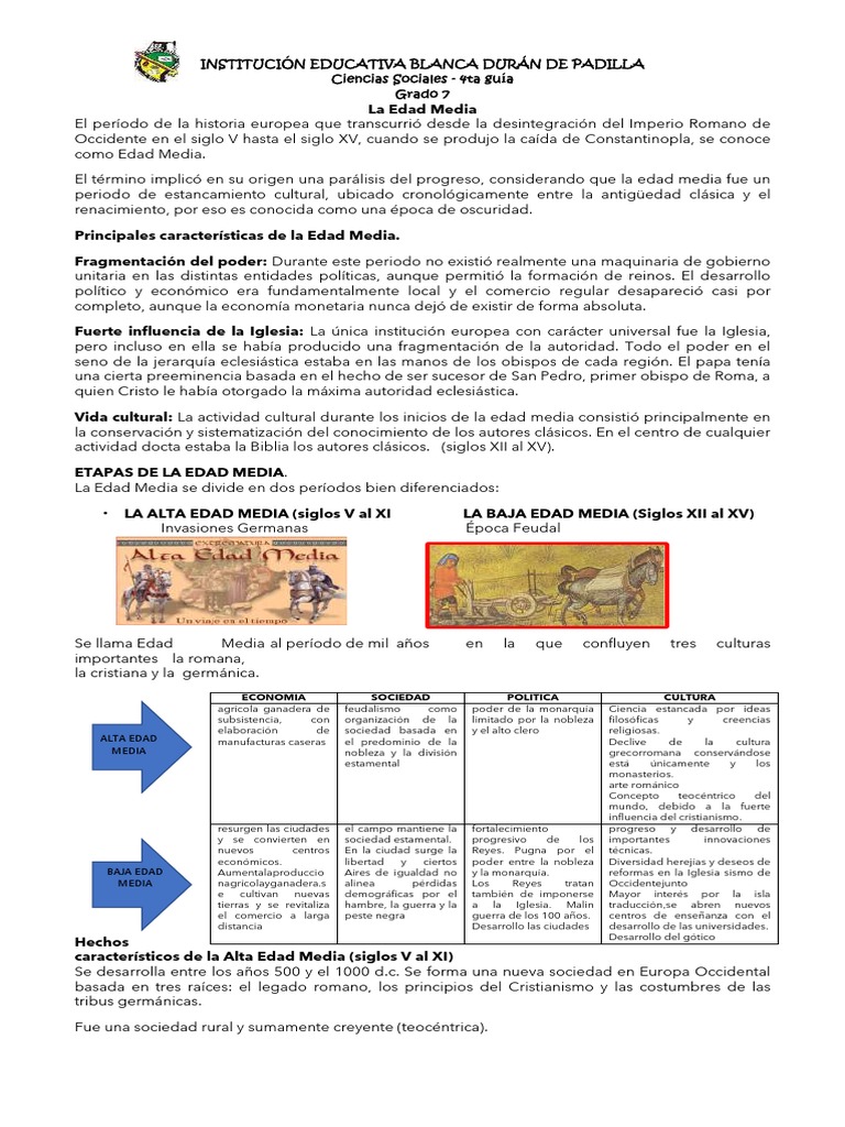 4ta Guia La Edad Media 7°1 | PDF | imperio Bizantino | Santo Imperio Romano