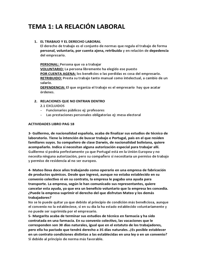 TEMA 1 Fol | PDF | Derecho laboral | Business