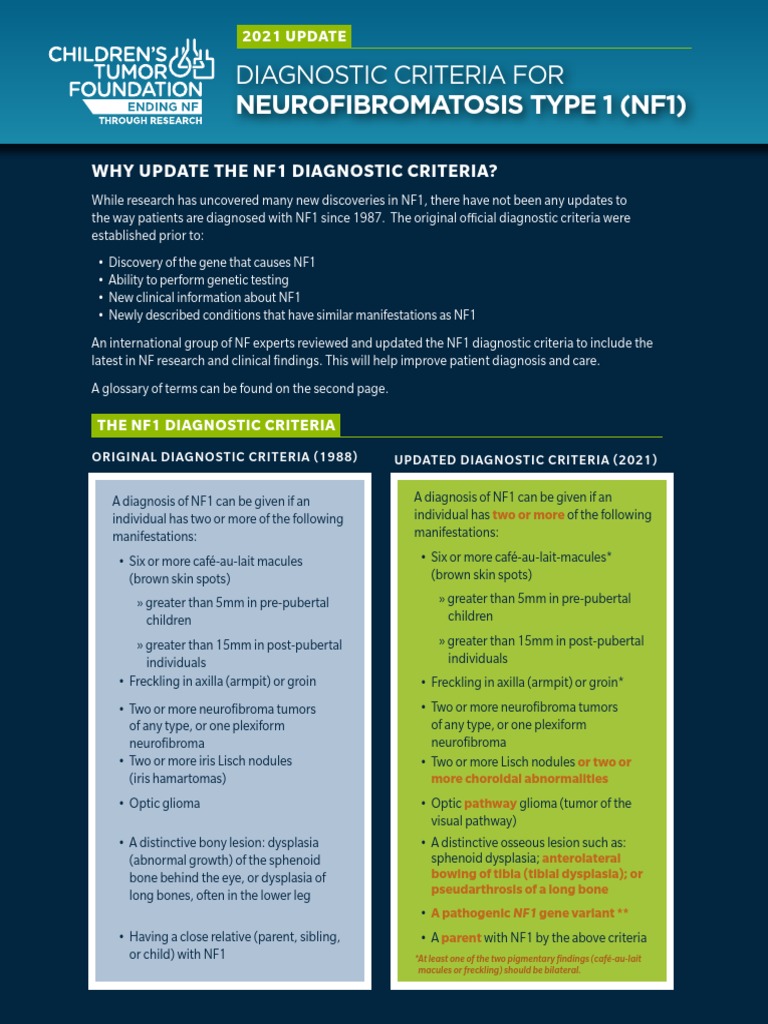 Nf 1 Criteria | PDF | Medical Diagnosis | Neoplasms