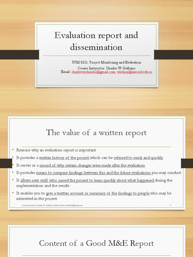 Evaluation Report and Dissemination | PDF | Evaluation | Methodology