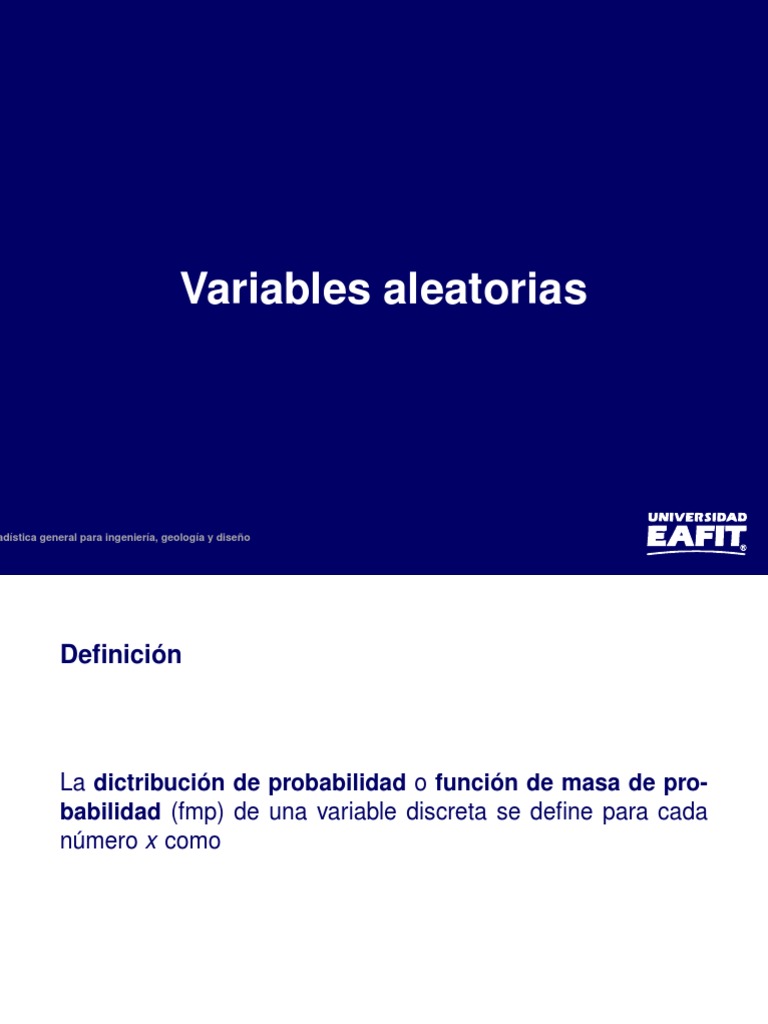 Variables Aleatorias | PDF | Distribución de probabilidad | Variable aleatoria