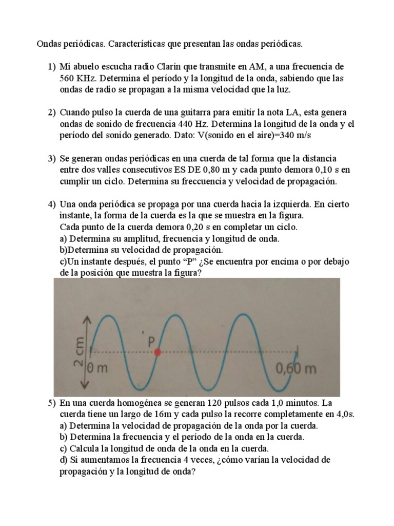 Ondas+periódicas.+Ficha+de+problemas. | PDF | Olas | Sonido