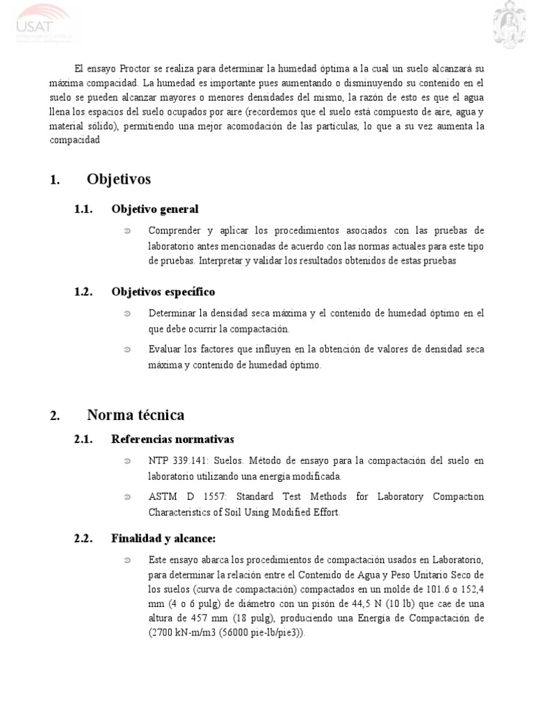 Ensayo Proctor: Humedad y Compactación | PDF | Densidad | Ciencias de ...