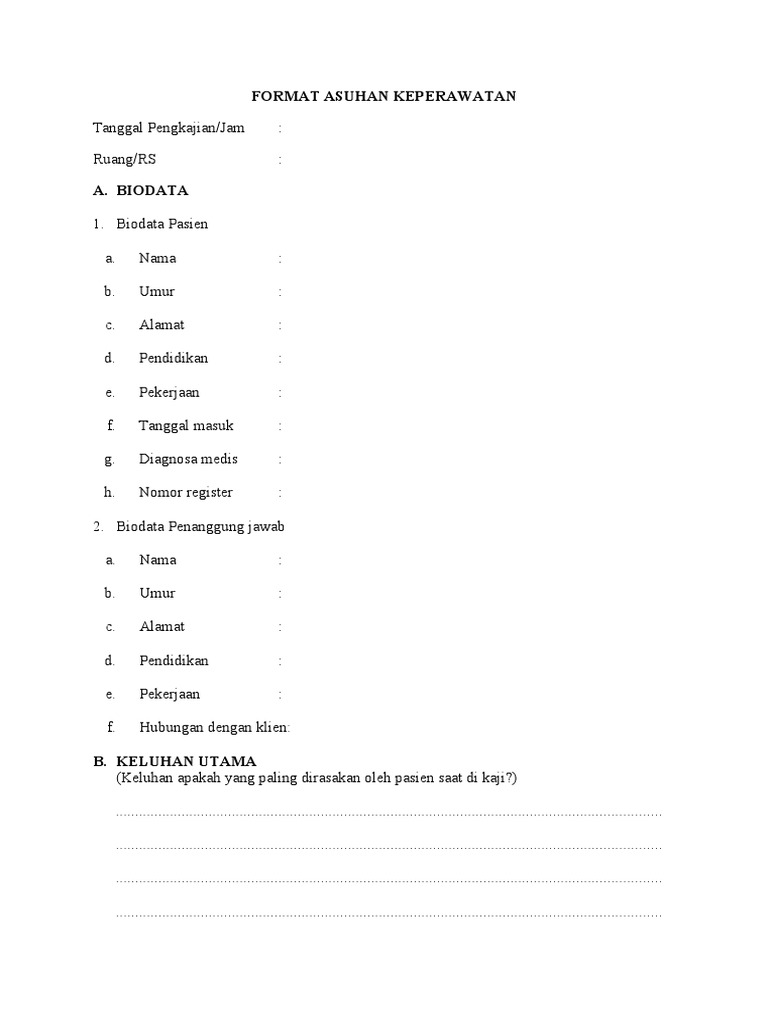 Format Asuhan Keperawatan | PDF | Sains & Matematika