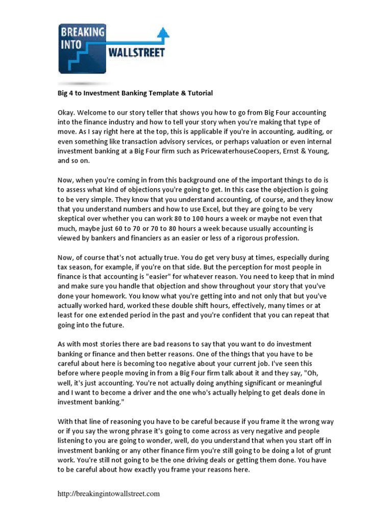 41 07 Big 4 To IB Story Transcript | PDF | Banks | Reason