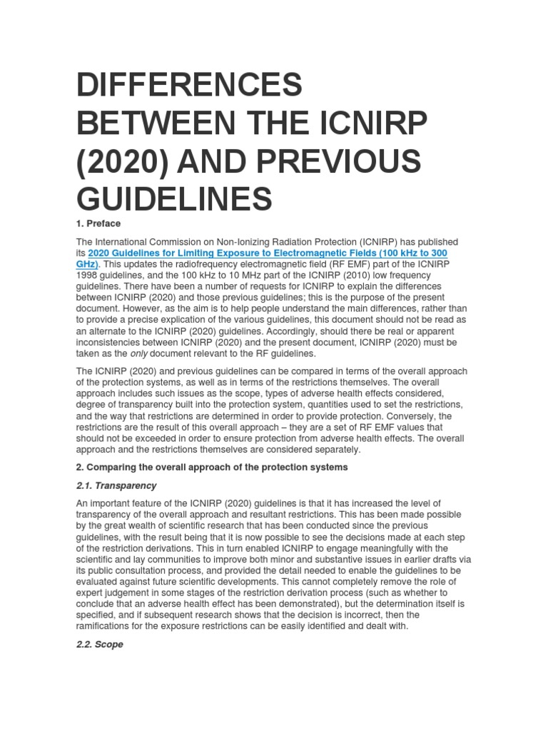 Differences Between The Icnirp 1998 2010 2020 | PDF | Electromagnetic Field | Hertz