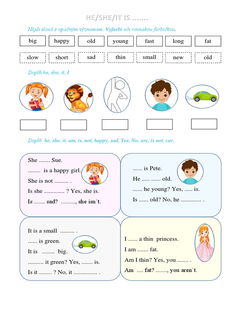 He/She/It Descriptive Worksheet | PDF