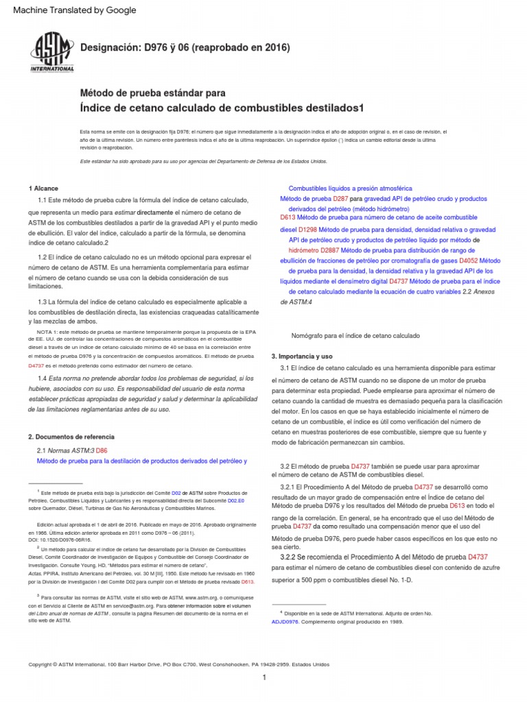 Astm D976-06 Traducido | PDF | Petróleo | Destilación