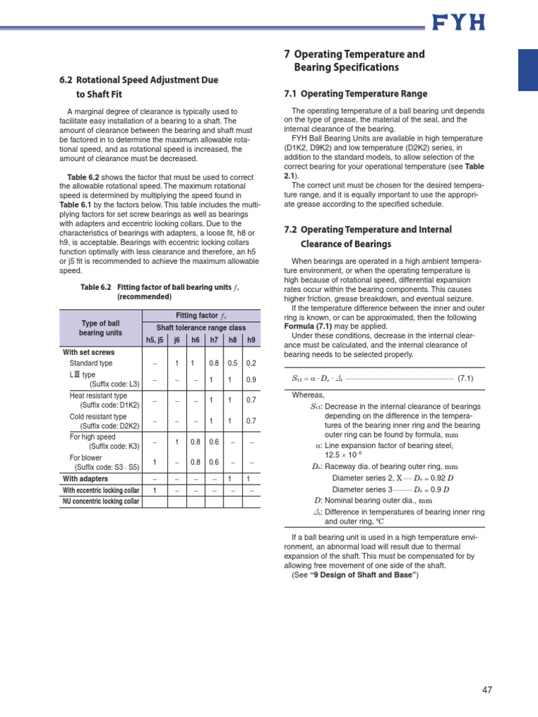 Bearing Specifications and Temperature Limits | PDF | Bearing ...