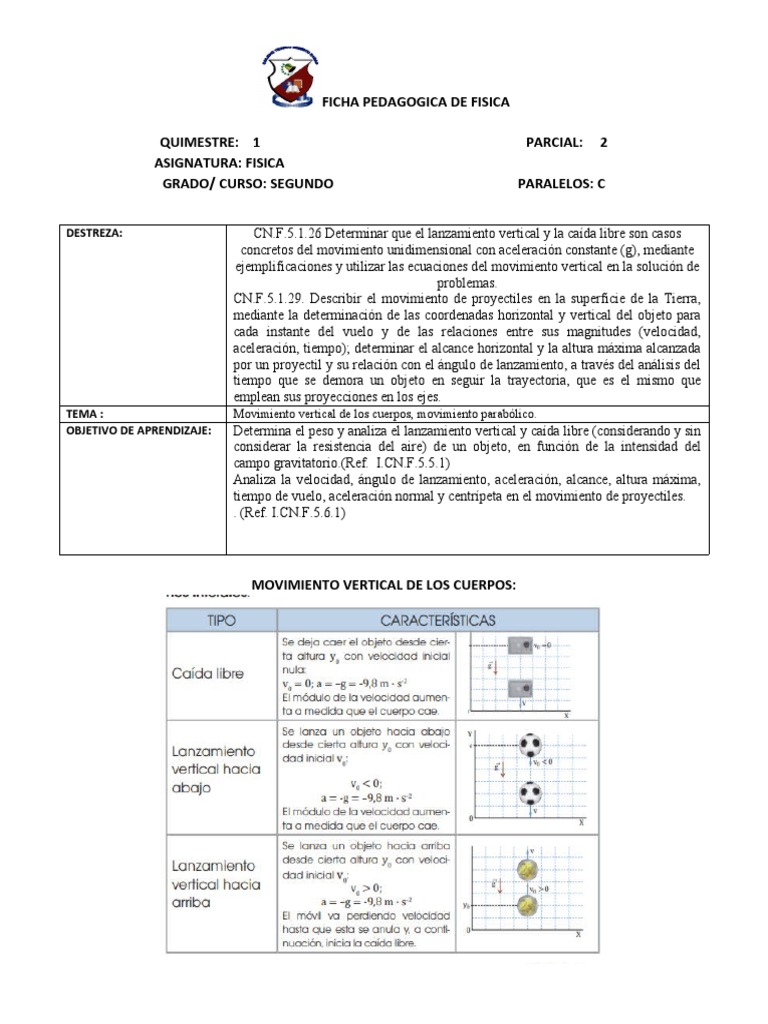 Ficha Fisica Segundo C | PDF | Aceleración | Mecanica clasica