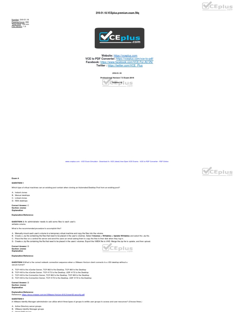 VMware - Premium.2V0-51.18.by .VCEplus.59q | PDF | Microsoft Windows | Graphics Processing Unit