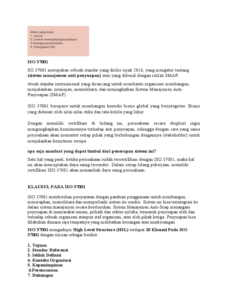 Panduan ISO 37001:2025 Anti-Penyuapan | PDF