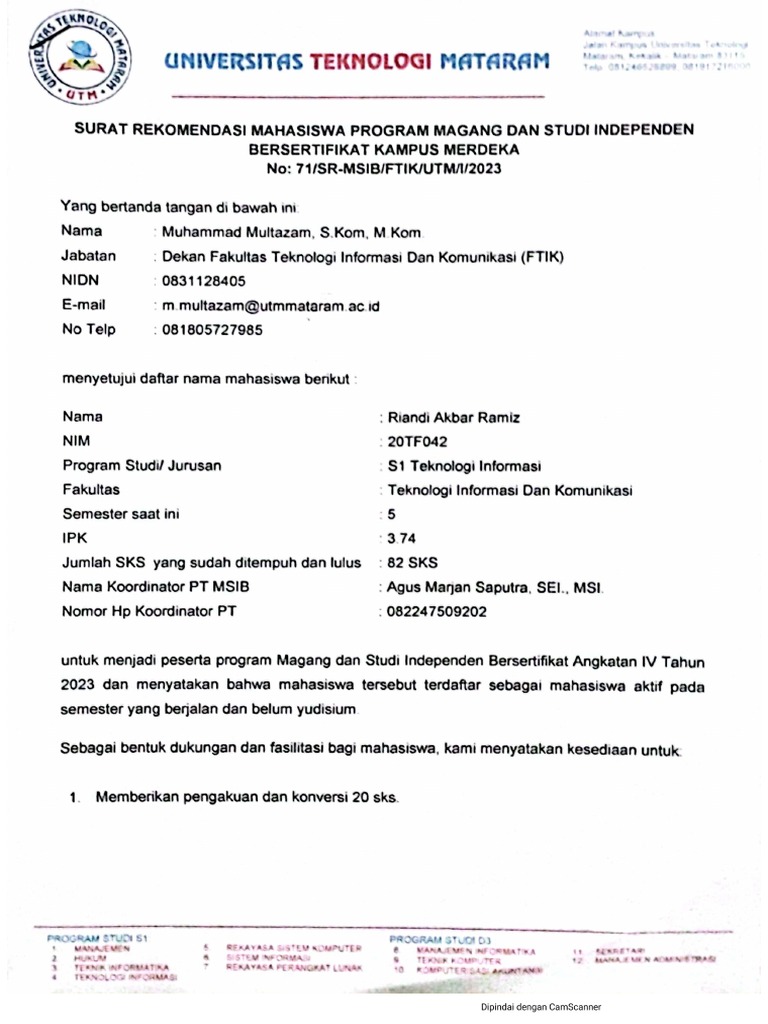 Surat Rekomendasi | PDF