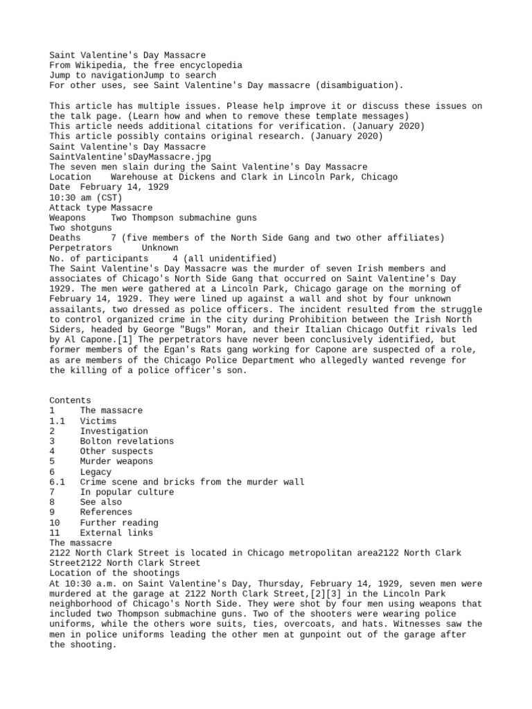 Saint Valentine's Day Massacre | PDF | Crimes | Crime & Violence