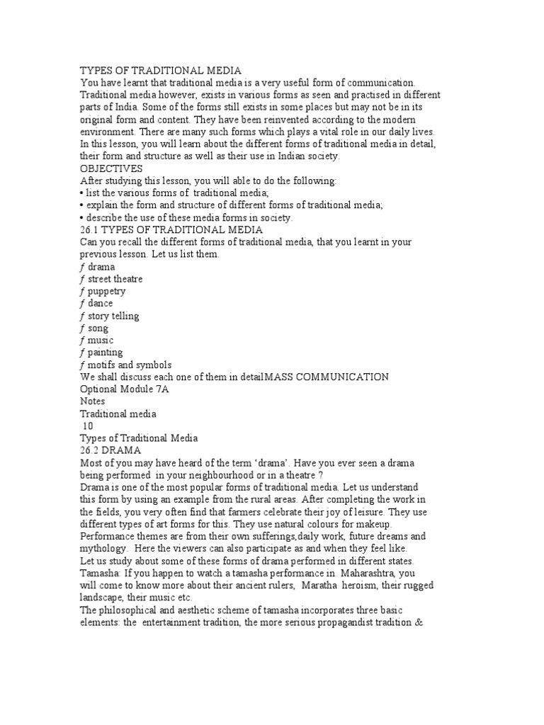 Types of Traditional Media | PDF | Puppetry | Paintings