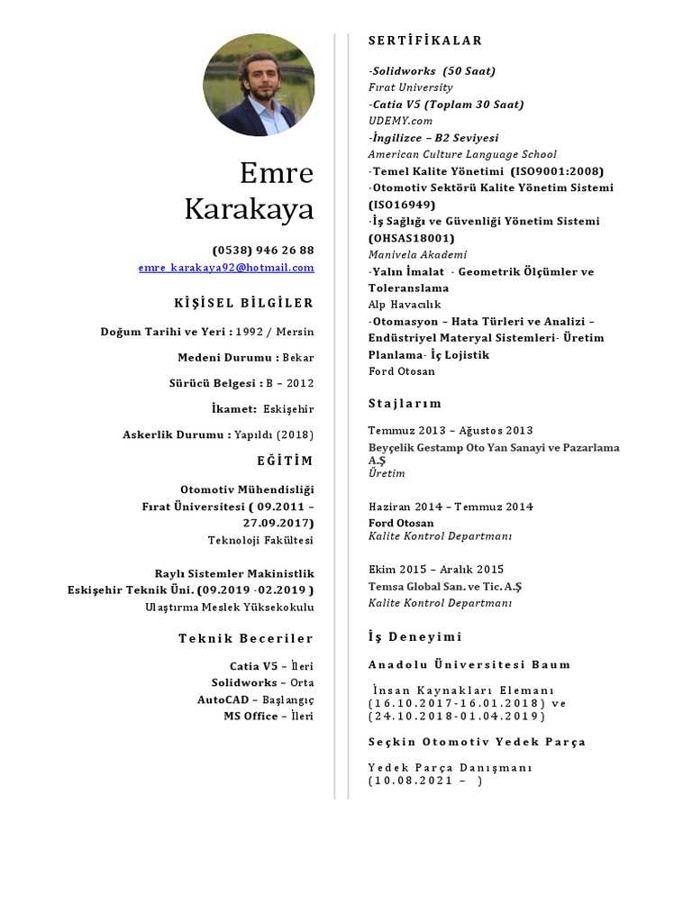 Emre KARAKAYA CV (TR) - 1 | PDF