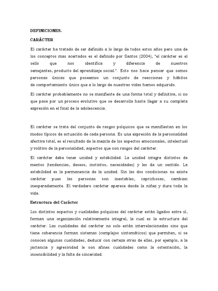 Caracter Capacidad Rasgos y Habilidad | PDF | Conocimiento | Comportamiento