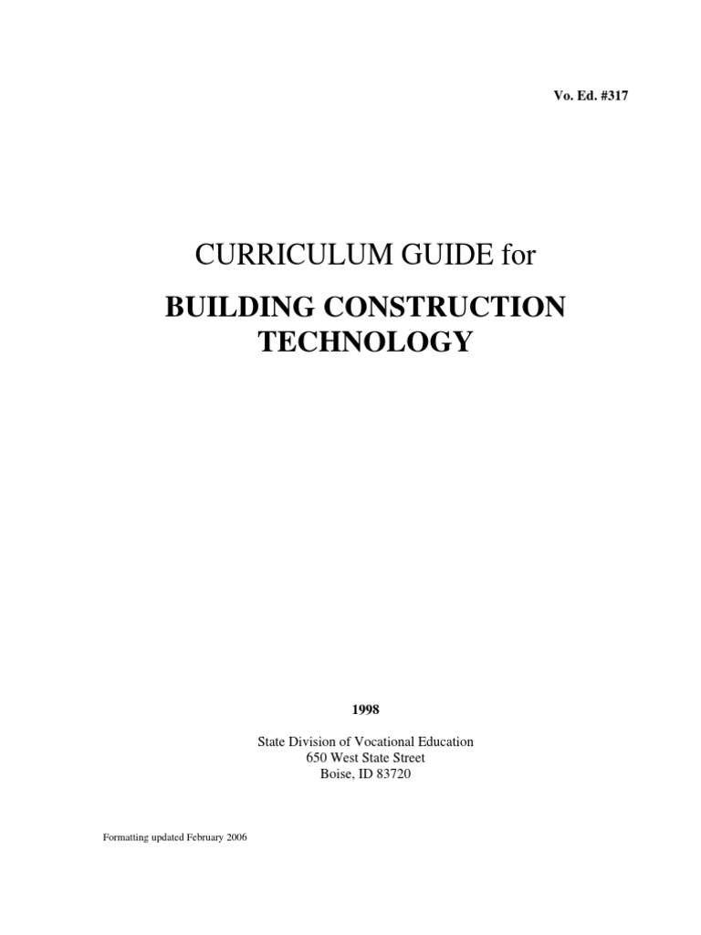 Curriculum Guide For Build Const | PDF | Technical Drawing | Lumber