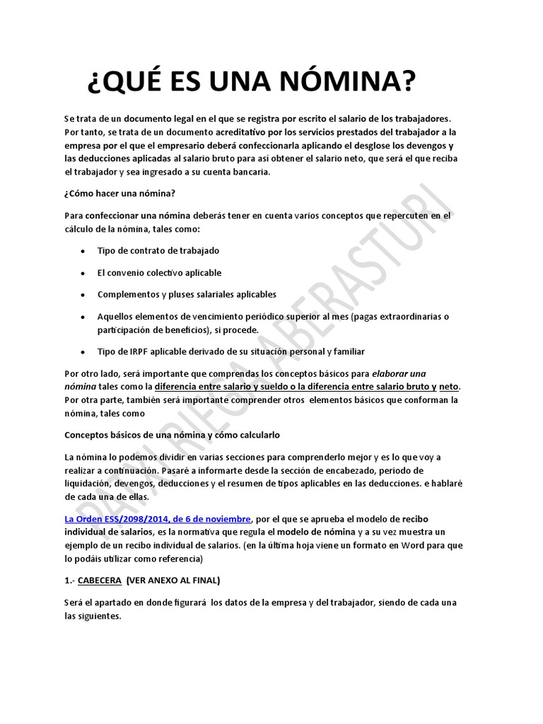 Guía Completa para Elaborar Nóminas | PDF | Cheque de pago | Salario