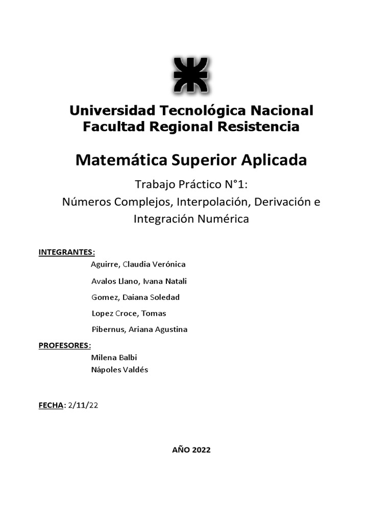 Matematica Superior Aplicada - TP 1 | PDF | Álgebra abstracta | Algoritmos