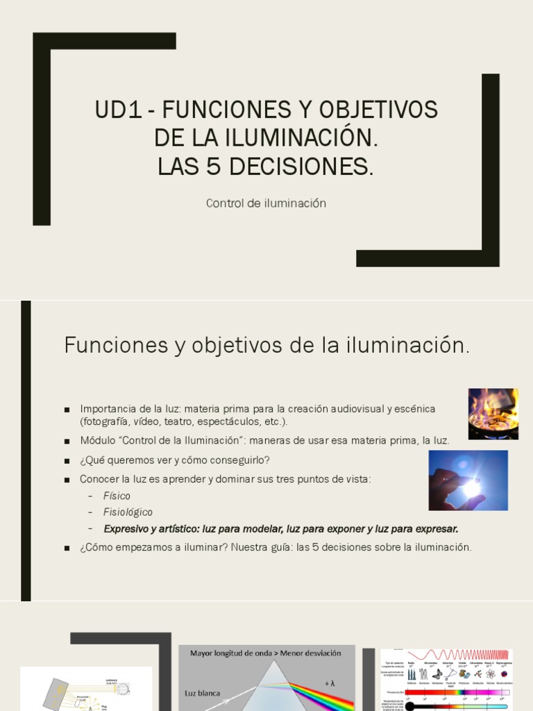 1 - UD - Funciones y Objetivos de La Iluminación | PDF | Exposición (fotografía) | Ligero