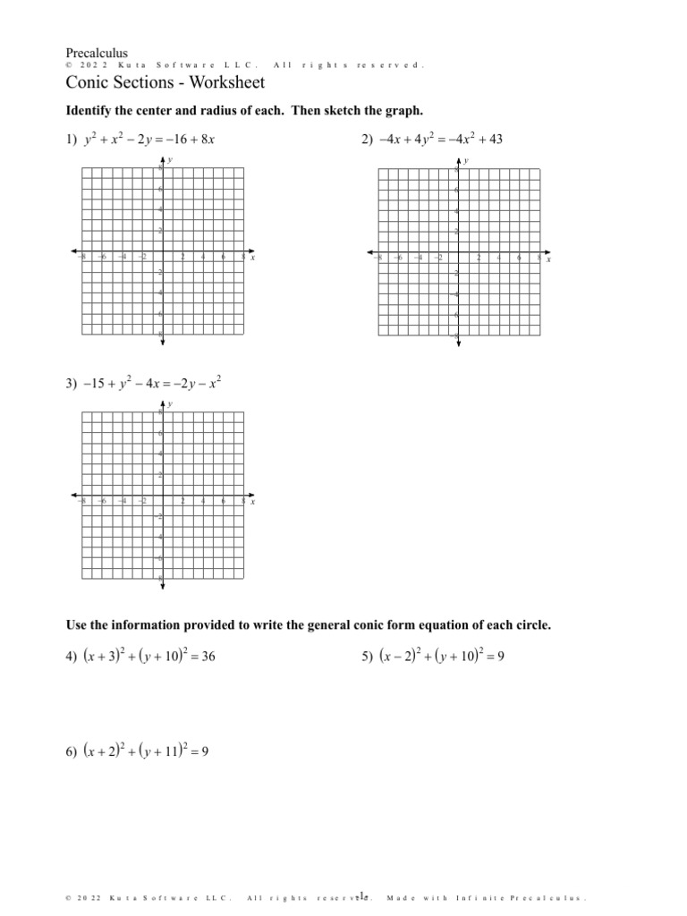 02 - Conic Sections - Worksheet With Answers | PDF | Euclidean Plane ...