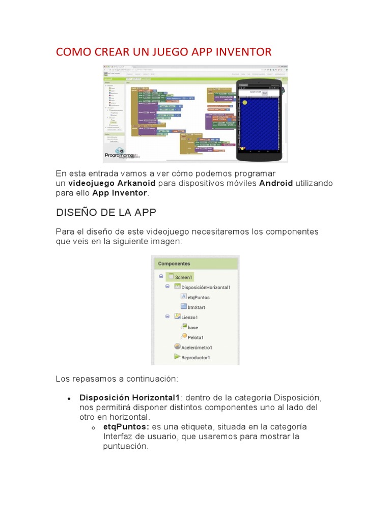Como Crear Un Juego App Inventor | PDF | Aplicación movil | Videojuegos
