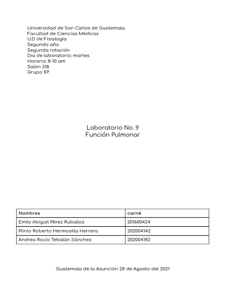 Laboratorio de Función Pulmonar USAC | PDF