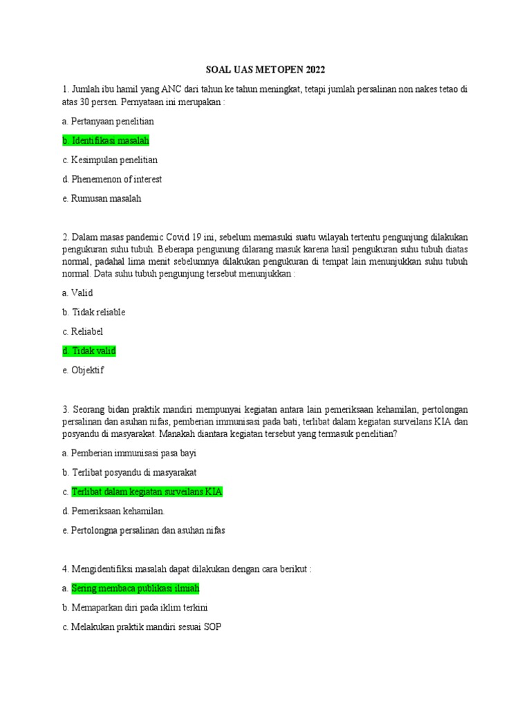 Soal Uas Metopen 2022 | PDF