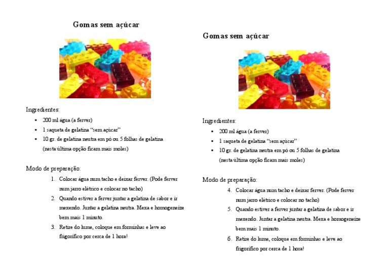 Gomas Sem Acucar Receita | PDF