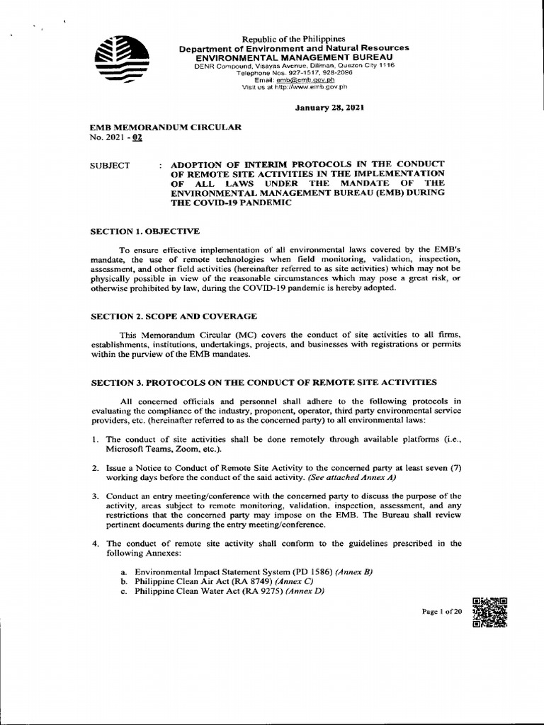 EMB Memorandum Circular No. 2021-02 | PDF EMB Memorandum Circular No. 2021-02 | PDF