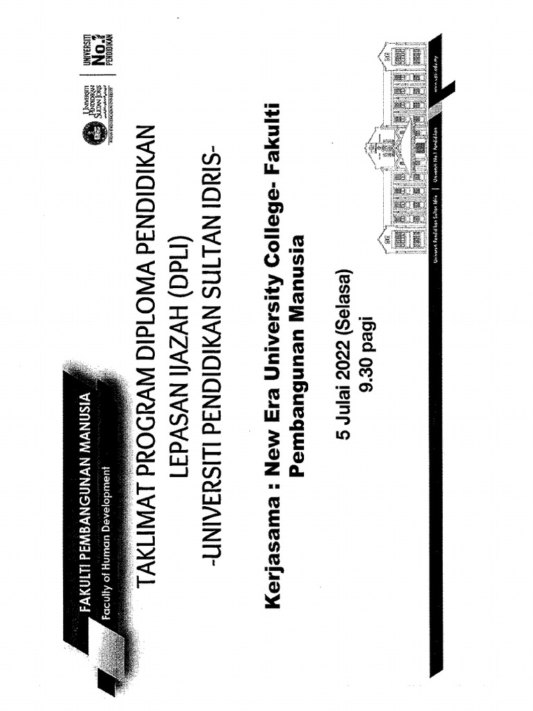 UPSI DPLI 课程简章马来文版 | PDF