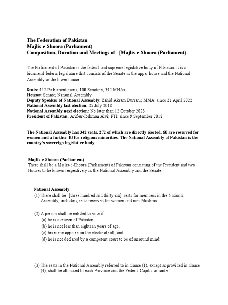 The Federation of Pakistan | PDF | Parliament Of Pakistan | Public Sphere