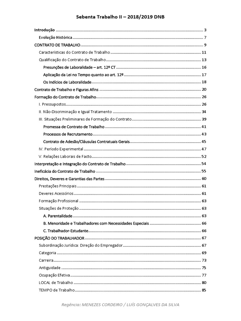 Sebenta Trabalho II David | PDF | Lei Trabalhista | Direito Privado