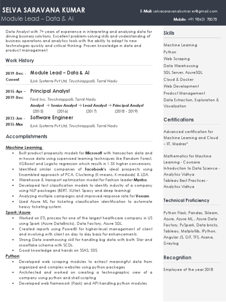 Selva Saravana Kumar | PDF | Analytics | Machine Learning