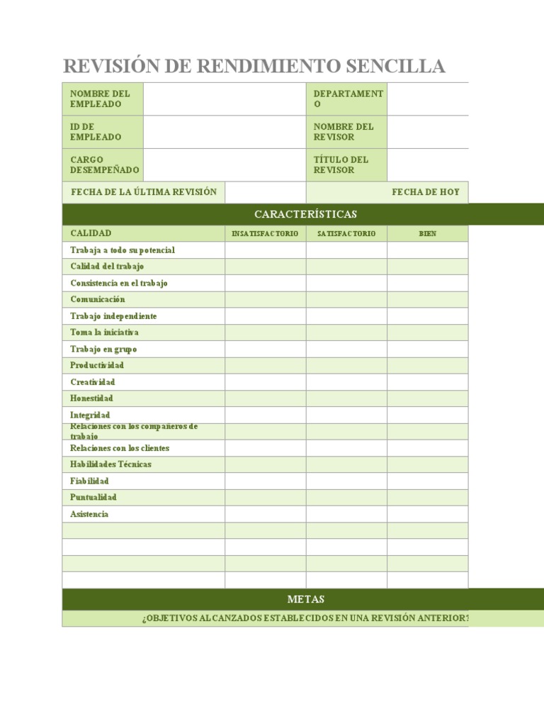 IC Simple Performance Review Template 27089 ES | PDF