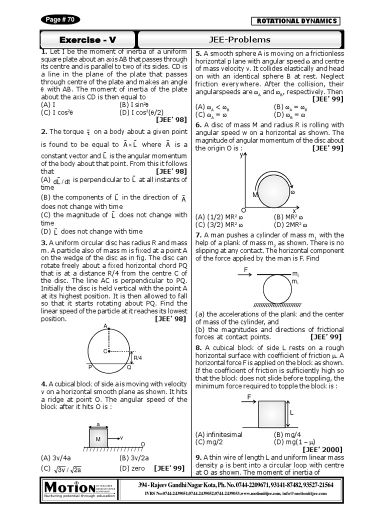Exercise 5 | PDF | Rotation Around A Fixed Axis | Force
