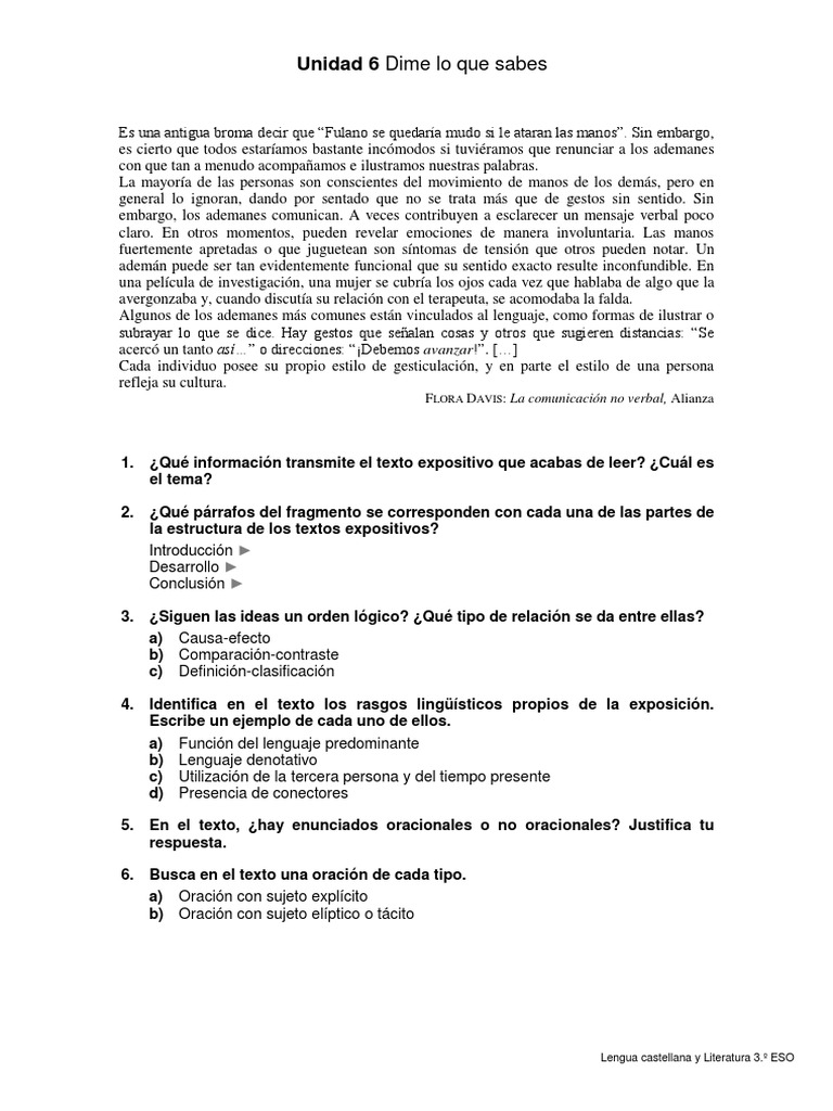 3esolc SV Es Ud06 Ev | PDF | Asunto (gramática) | Oración (Lingüística)