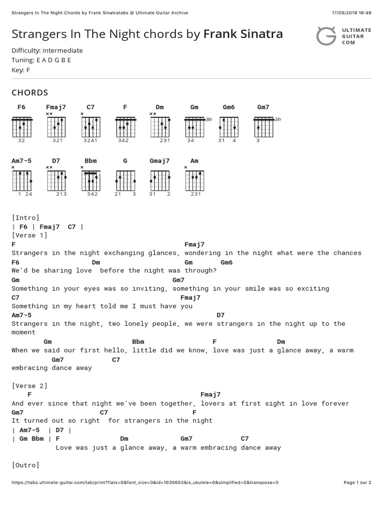 Strangers in The Night - Frank Sinatra | PDF | Song Structure | Musical ...