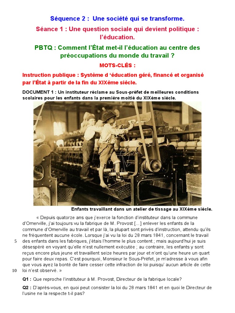 Éducation et travail au XIXe siècle | PDF | Méthode d'enseignement ...