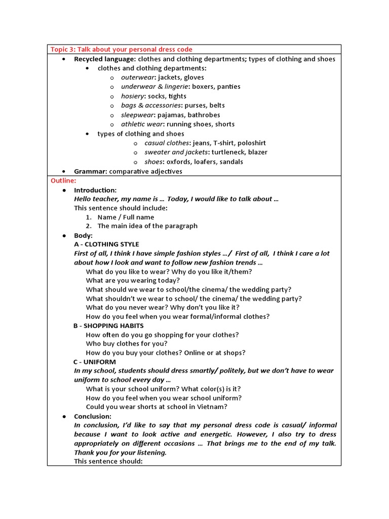 Personal Dress Code Discussion | PDF | Clothing | Dress