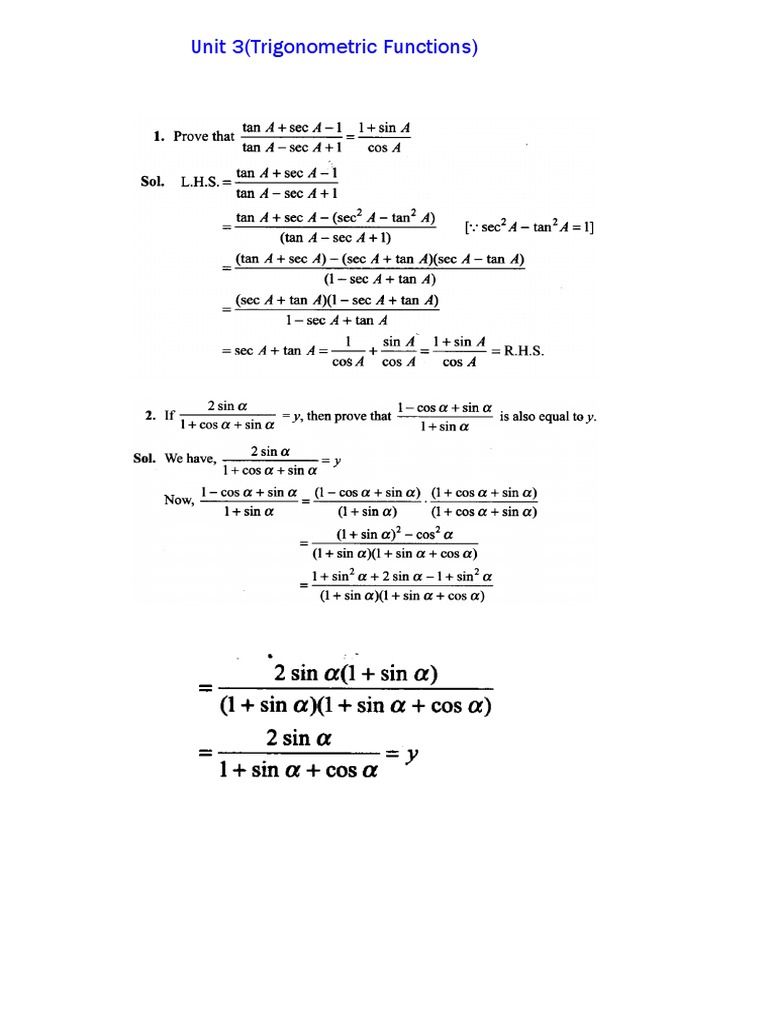 Trigonometric Functions and Identities | PDF | Trigonometric Functions ...