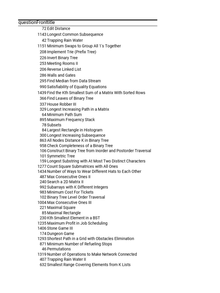 Leetcode Preparation Pdf String Computer Science Matrix Mathematics