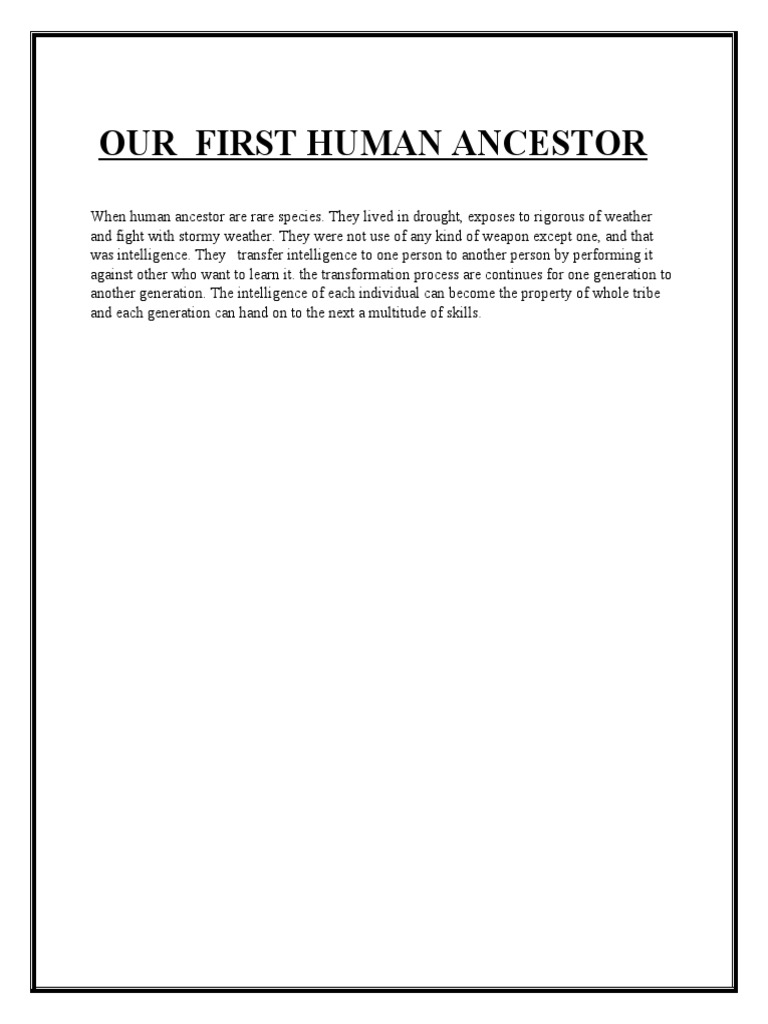 First Human Ancestor's Intelligence Transfer | PDF