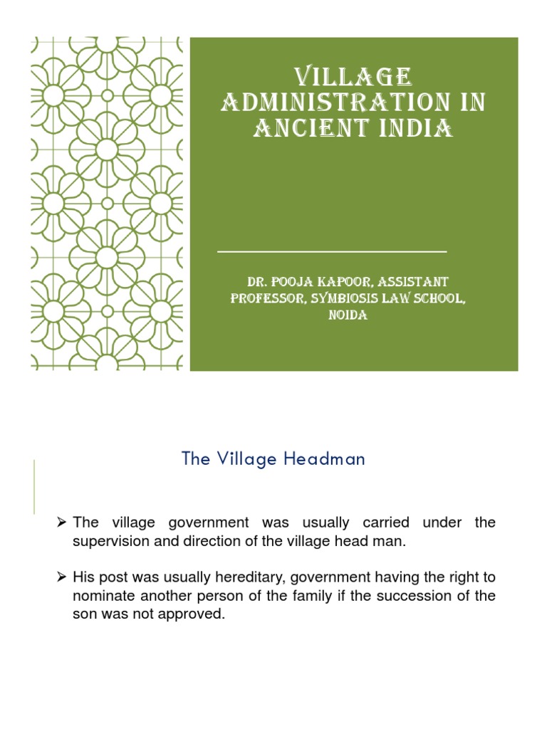 Village Administration in Ancient India | PDF | Village | Government