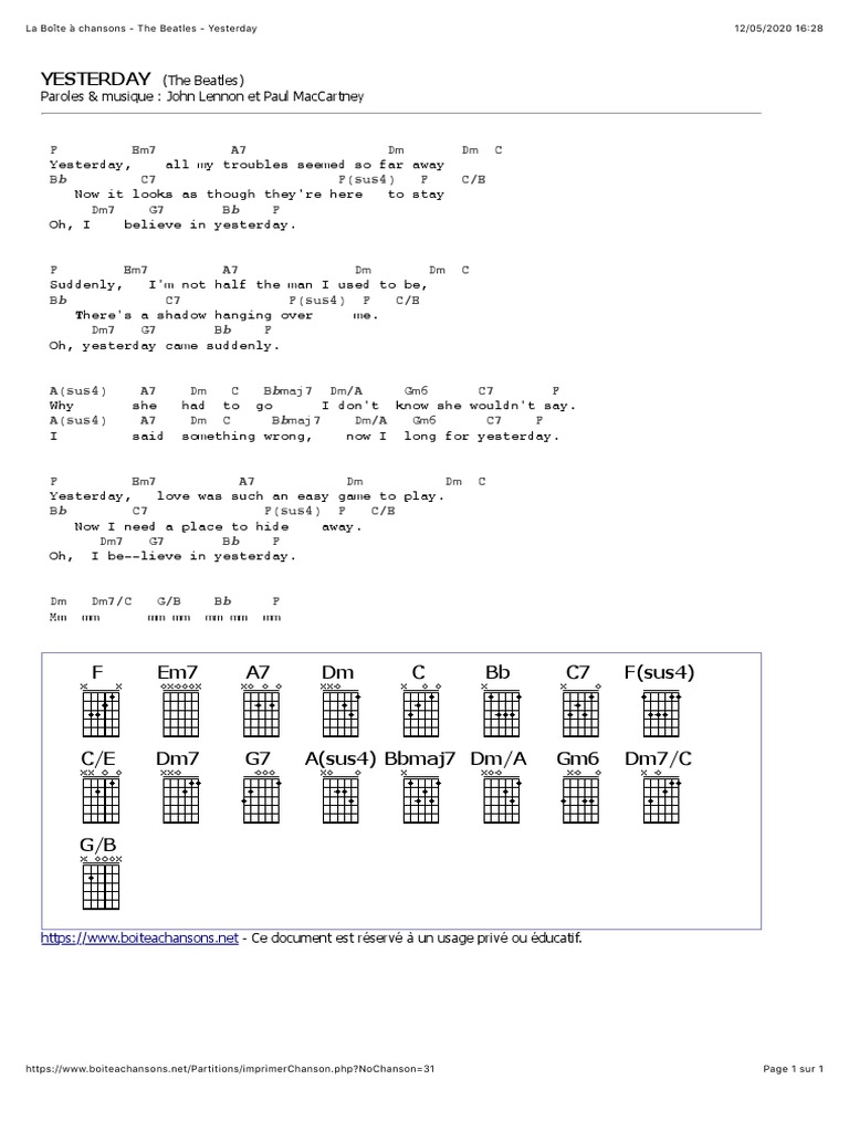 Yesterday The Beatles Pdf