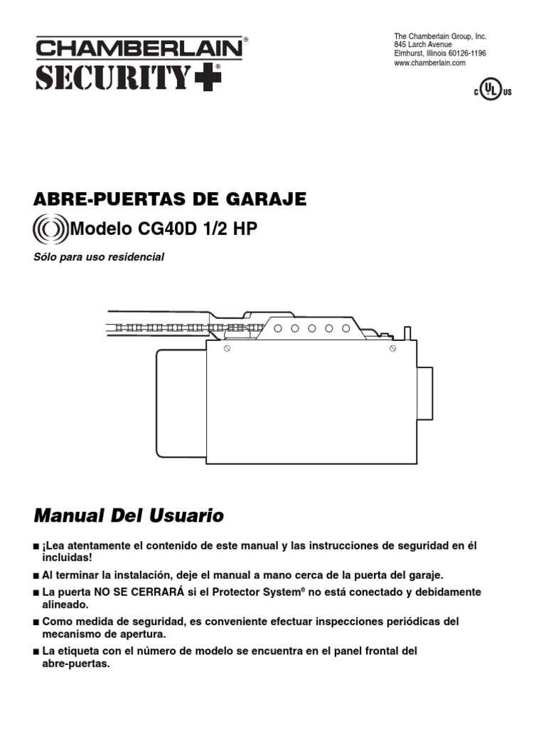 Chamberlain Cg40d 1 2 HP Español | PDF | Tornillo | Bienes manufacturados