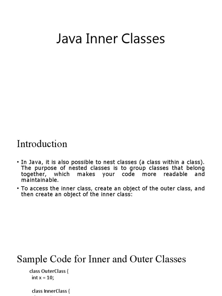 Java Inner Classes Pdf Inheritance Object Oriented Programming 