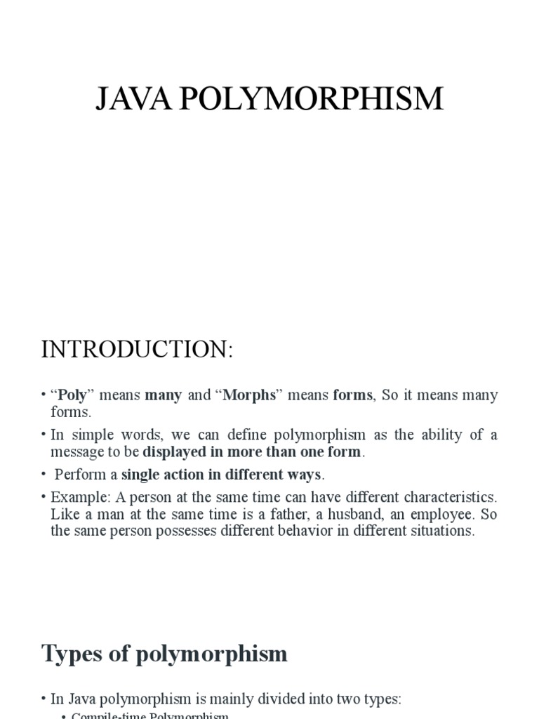 Java Polymorphism Pdf Method Computer Programming Inheritance Object Oriented Programming